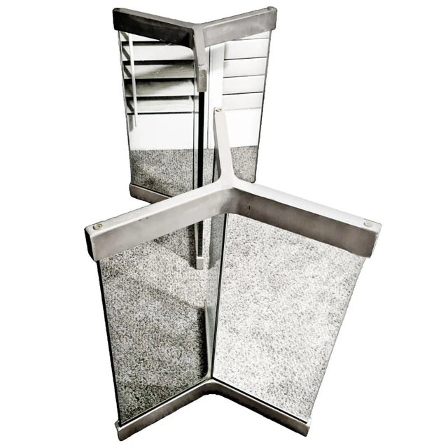 70s Modernist Pace Glass Dining Table With Triangular Twin Chromed ...