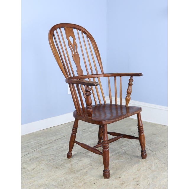19th Century English Fruitwood Windsor Chair, Fiddleback Splat | Chairish