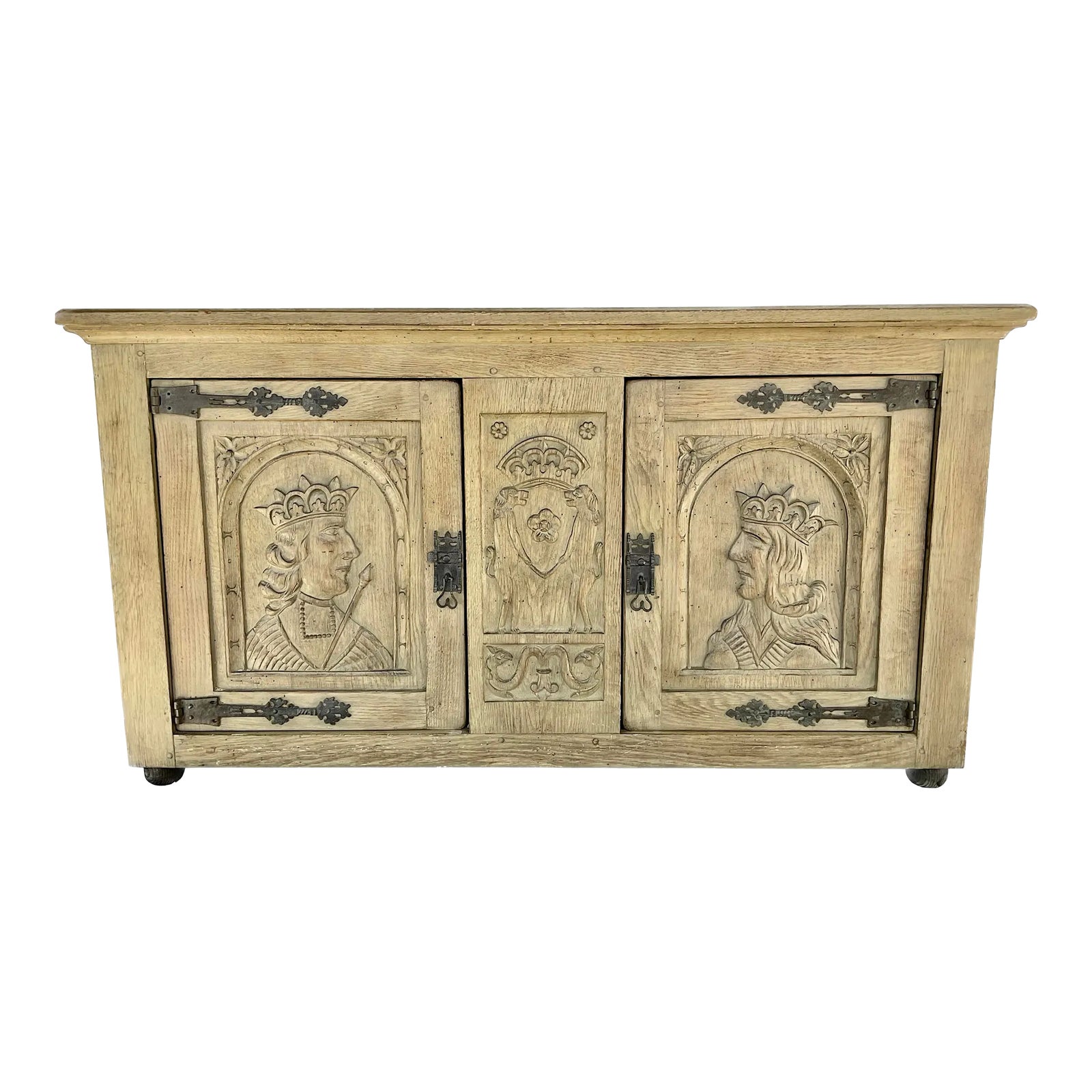 Mid Century Custom Carved and Painted Wood Sideboard | Chairish