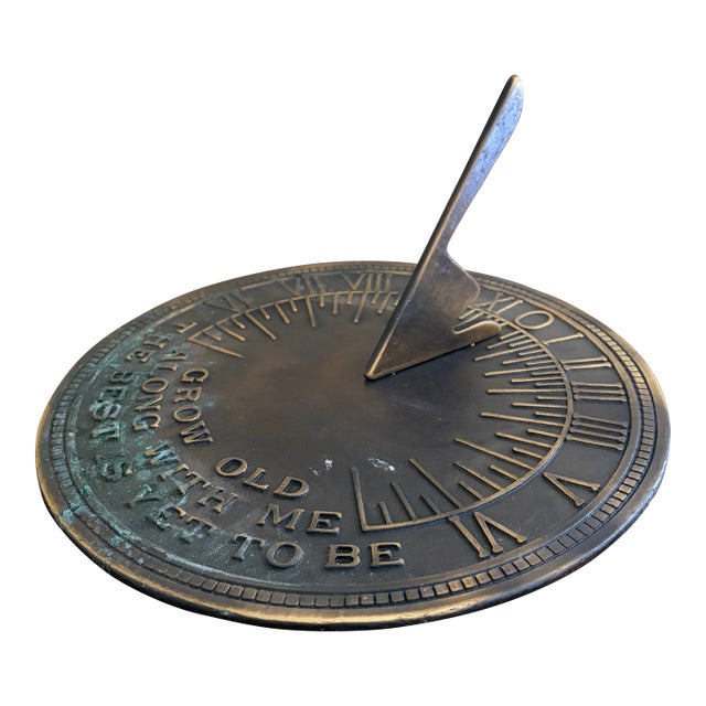 Vintage English Country Iron Verdigris Garden Sundial "Grow Old Along ...