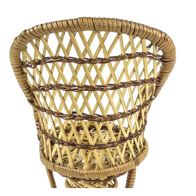 Mini Wicker Chair Shaped Plant Stand | Chairish