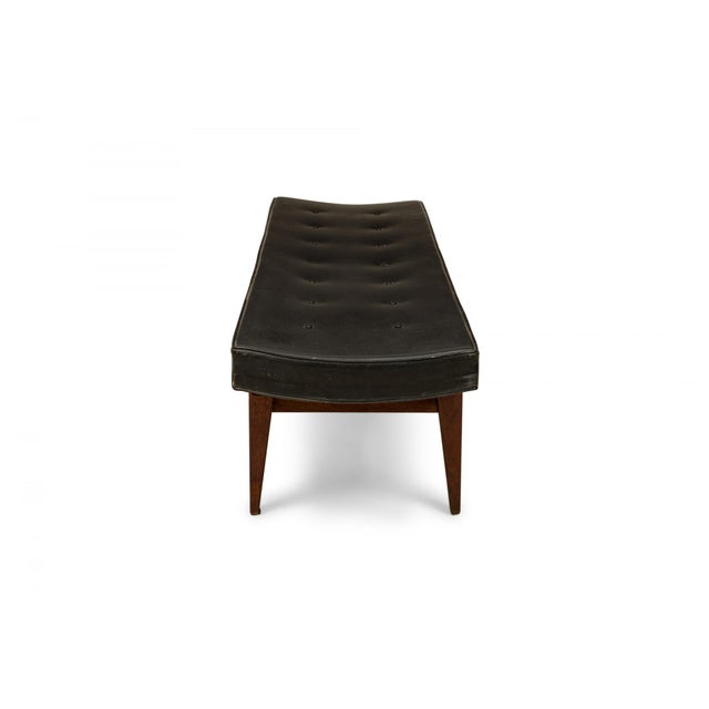 Jens Risom Danish Mid-Century Black Tufted Vinyl and Wood Floating ...
