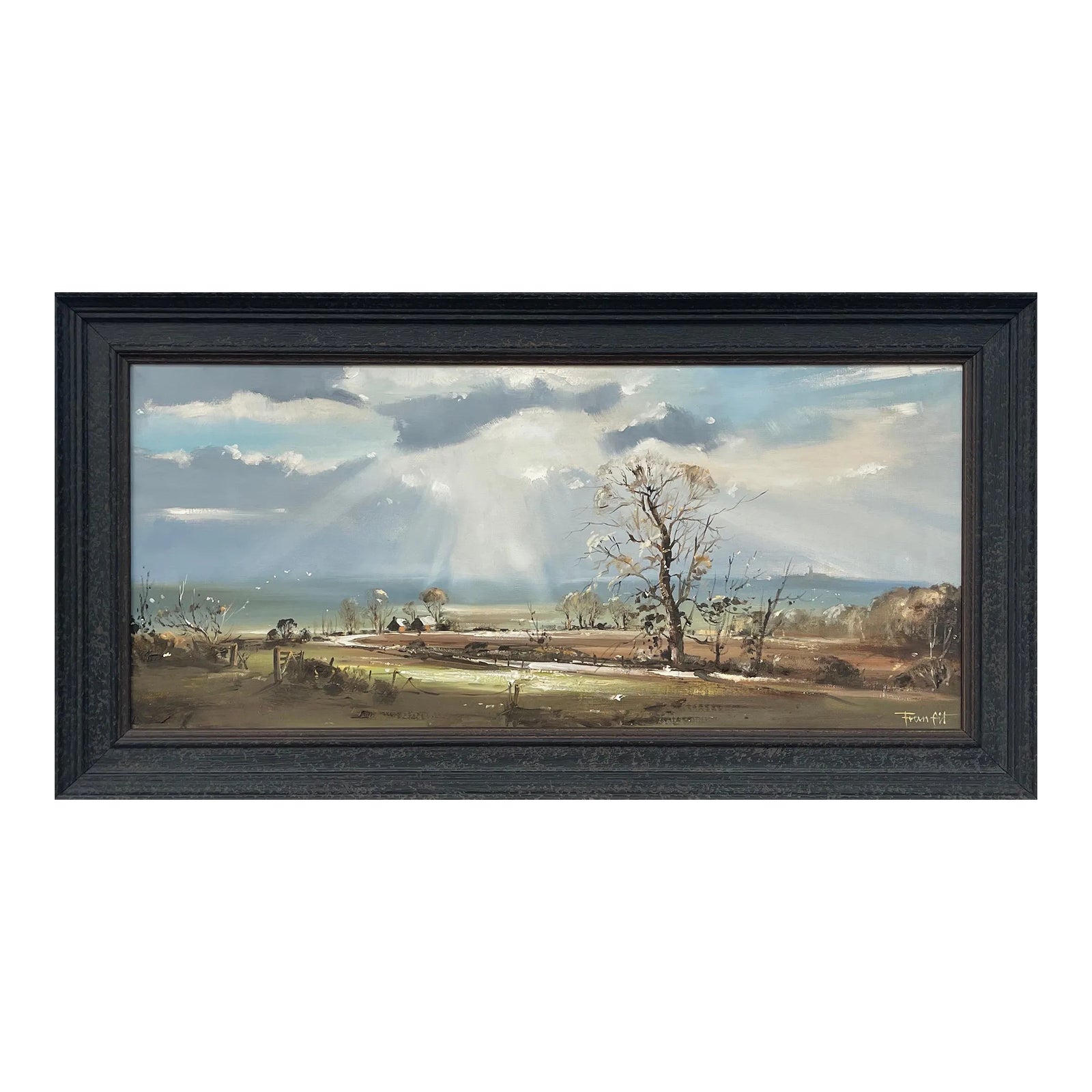 Frank Fitzsimons, Ireland Landscape with Trees, Buildings & Sun Rays by ...