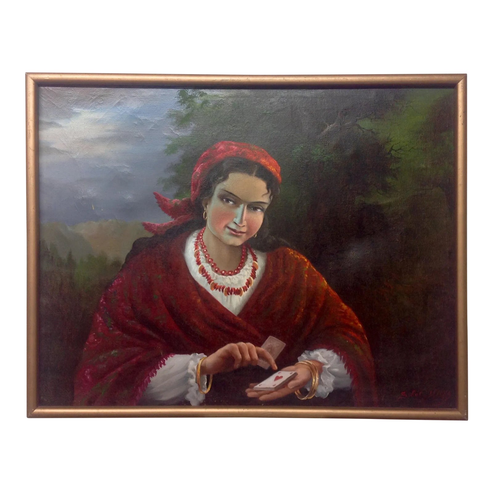 Vintage Gypsy Woman Oil Painting | Chairish