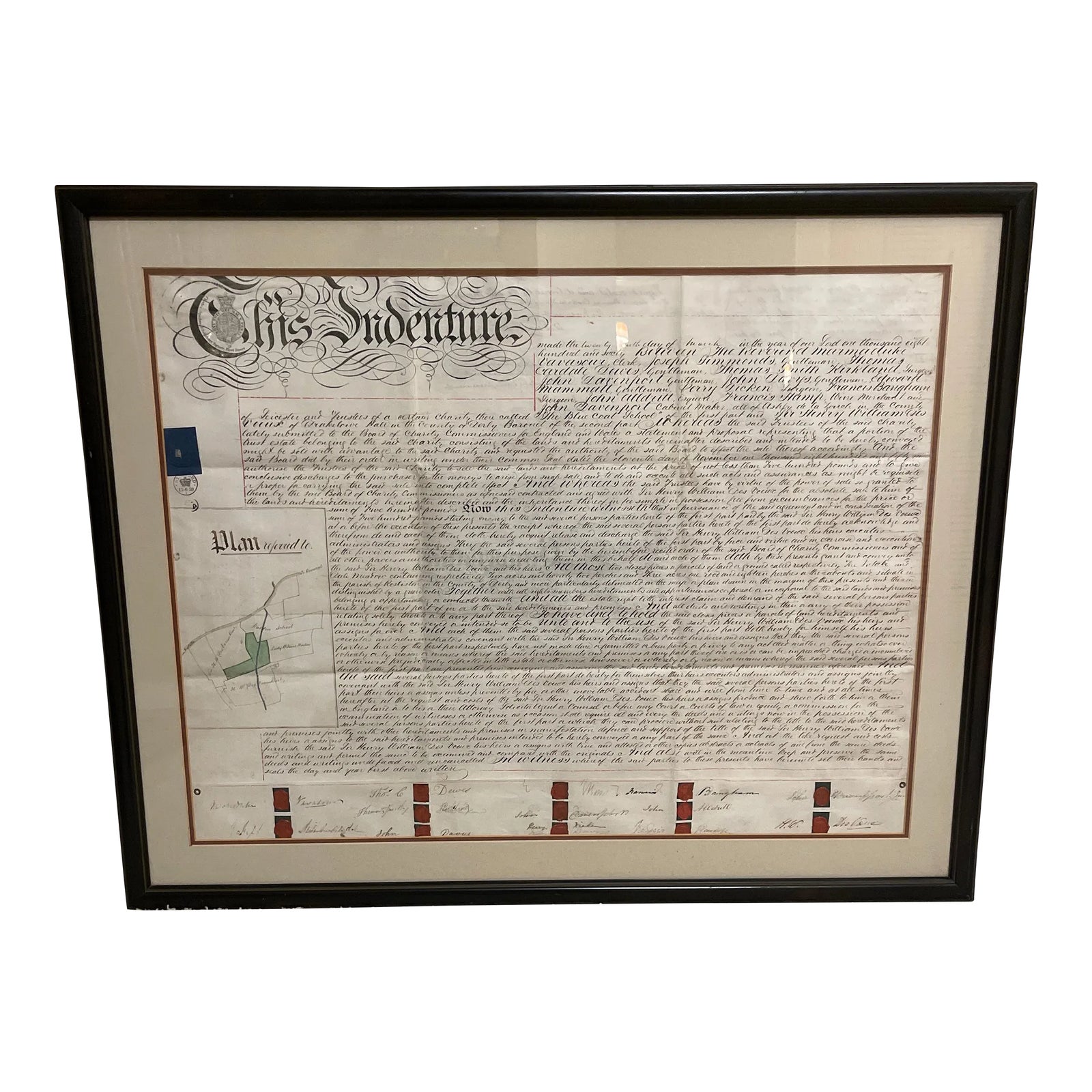 1860 Land Indenture Document With Wax Seals | Chairish