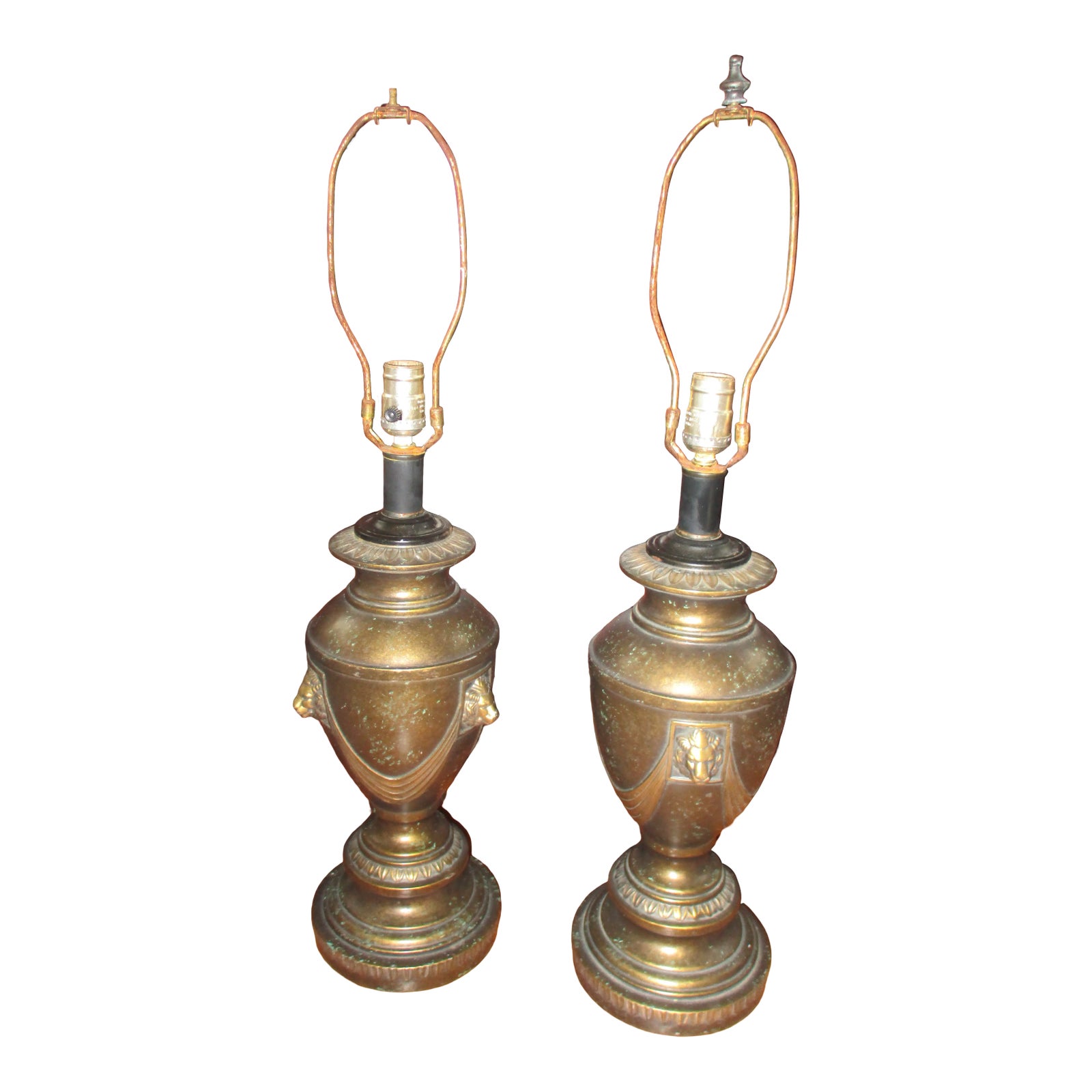Vintage Renaissance Metal Table Lamps Lion & Drape Design - a Pair ...