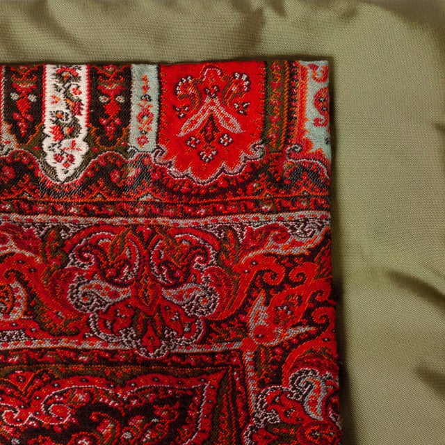 19th Century Antique French Red and Black Cachemere Design Throw | Chairish