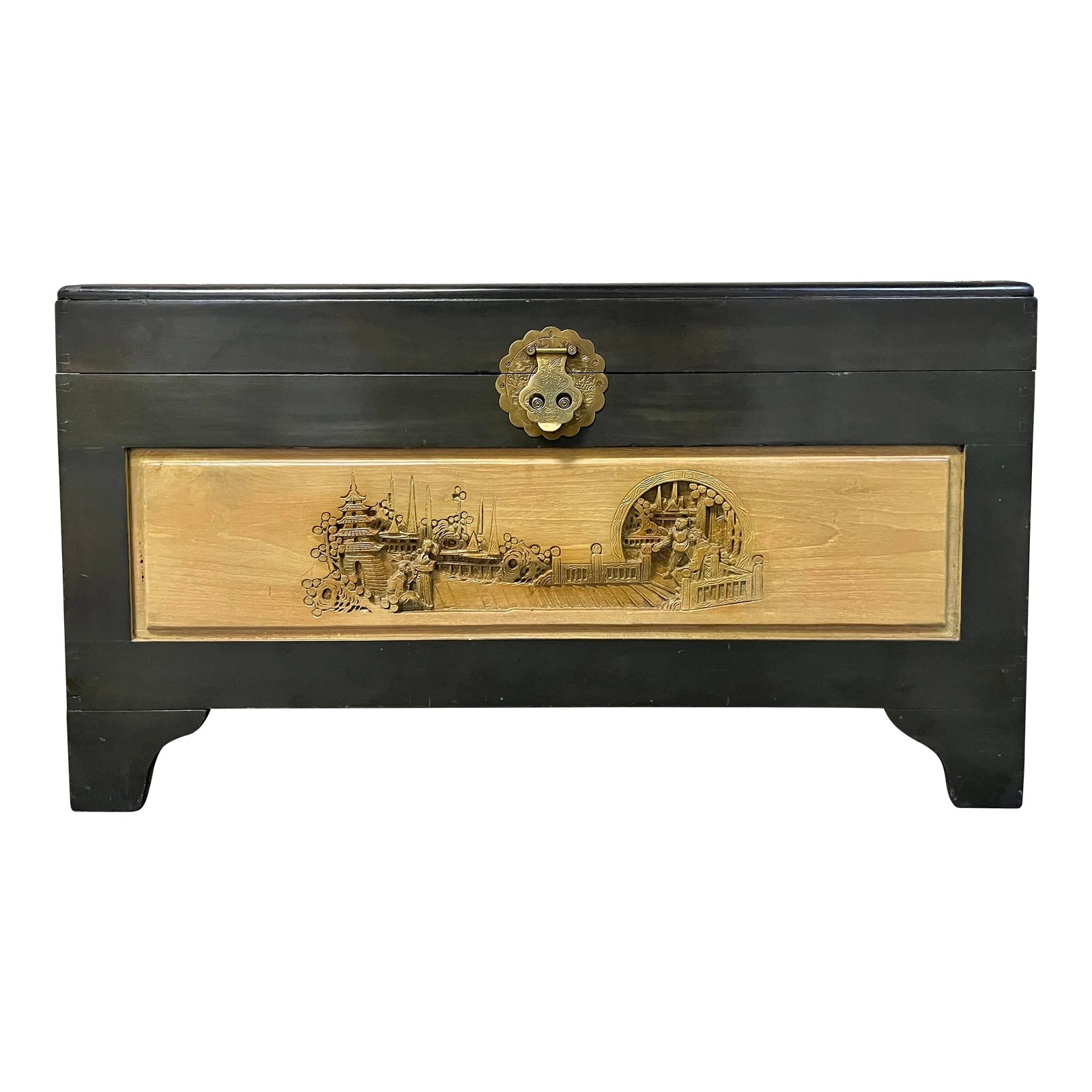 Vintage Hand Carved Wooden Chest by George Foo Company, Hong Kong ...