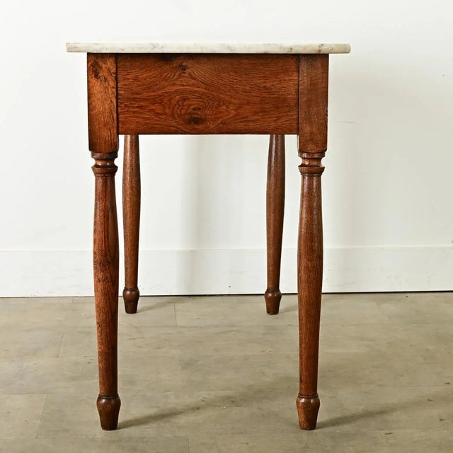 French 19th Century Oak and Marble Work Table | Chairish