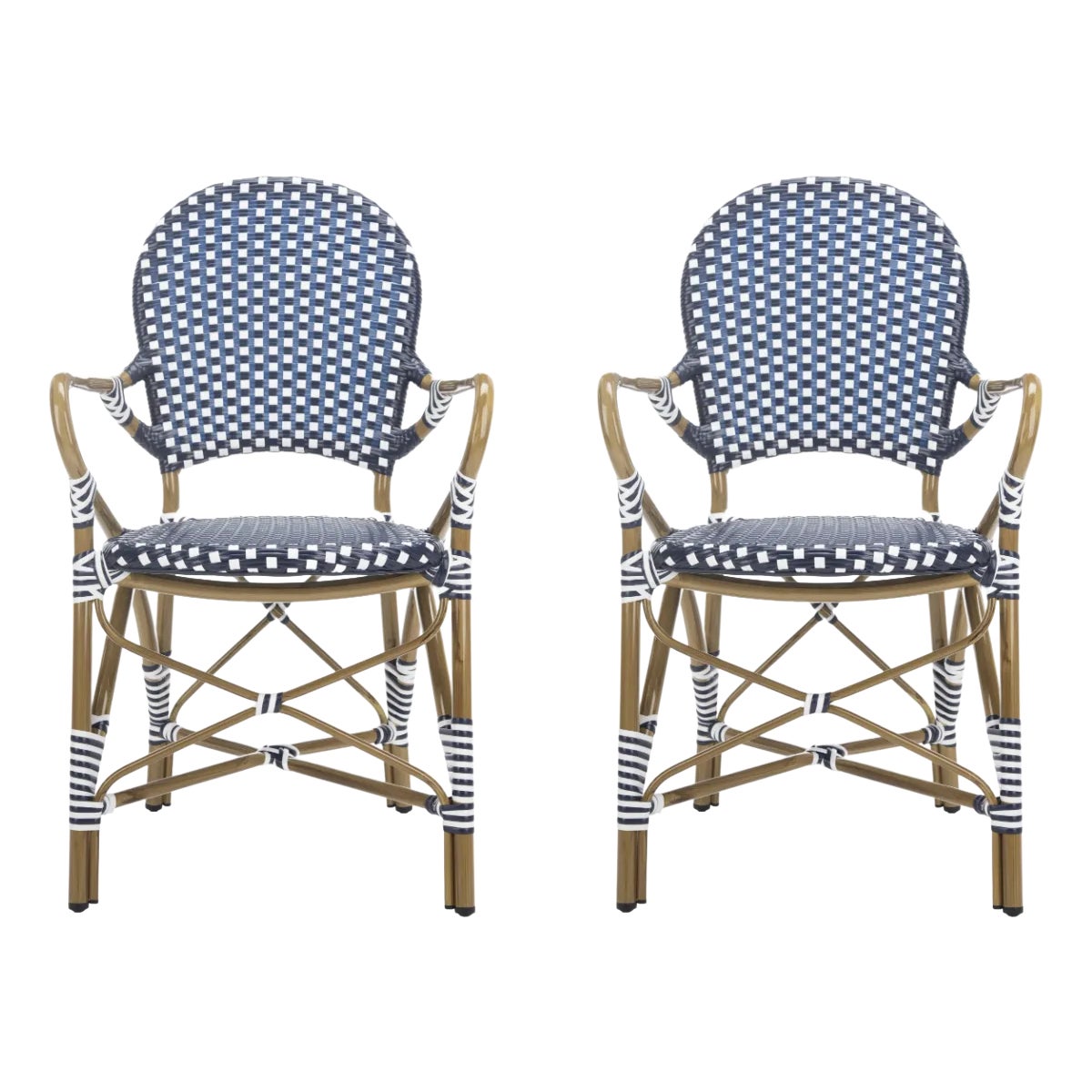 Hooper Arm Chair, Set of 2 - Navy / White | Chairish