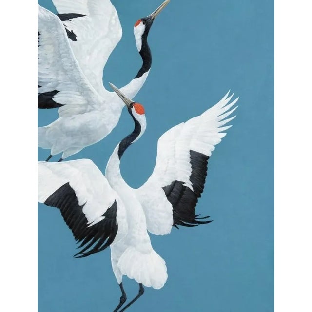 Dancing Crane Birds Oil Painting | Chairish