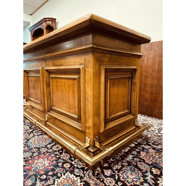 Vintage English Bar Counter with Bar Stools | Chairish