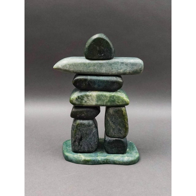 Mid 20th Century Inuit Inukshuk Carved Canadian Nephrite Jade Large Art ...