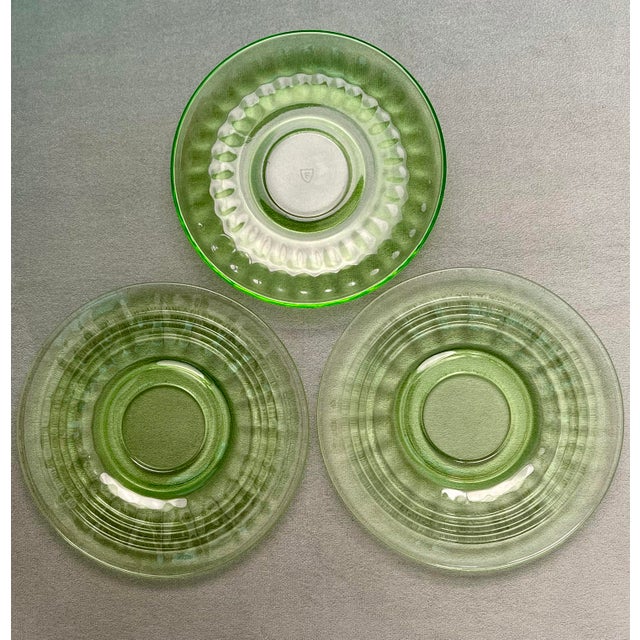 1930s Green Depression Glass Plates- Set of 7 | Chairish