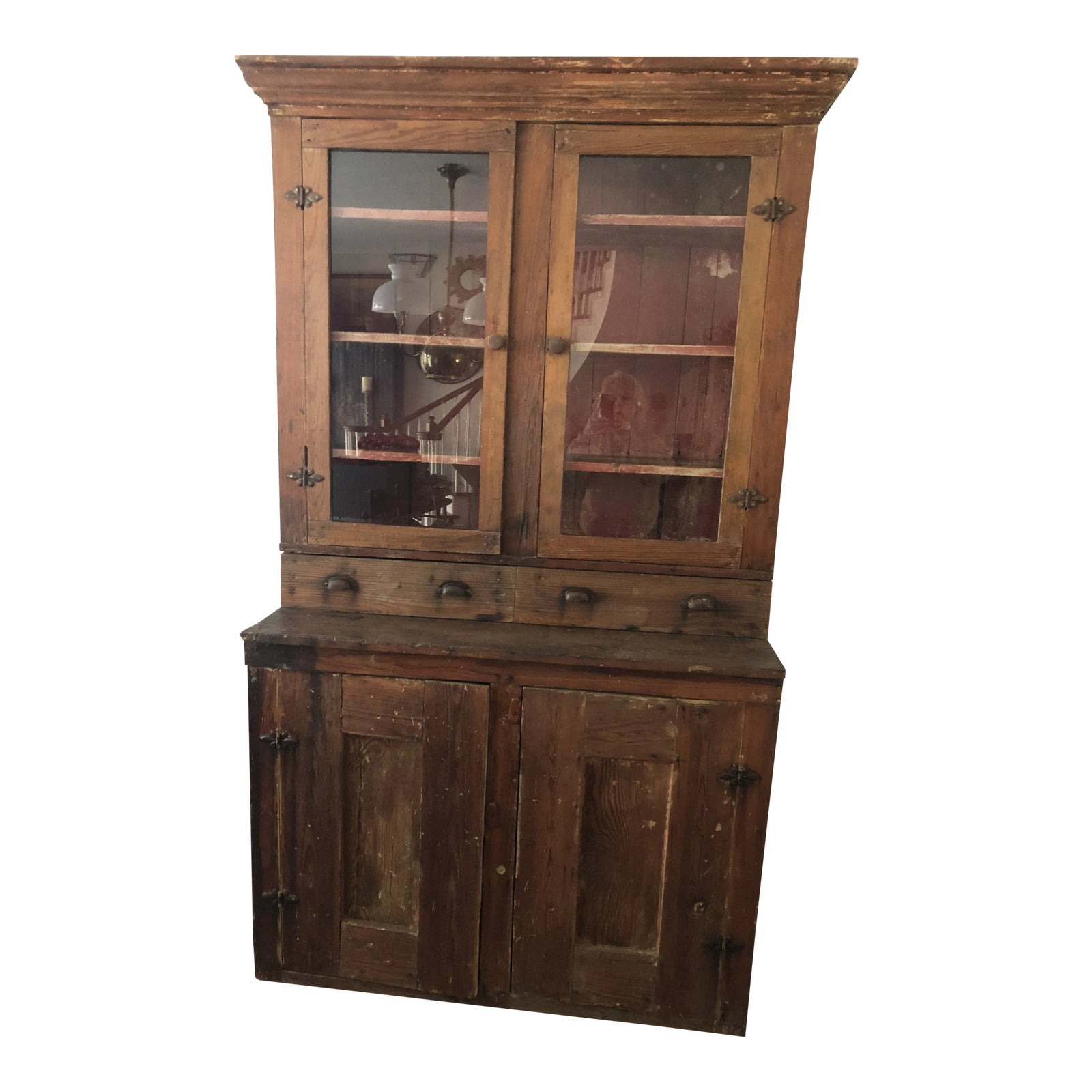 Late 1800s Glass Door American Cabinet | Chairish