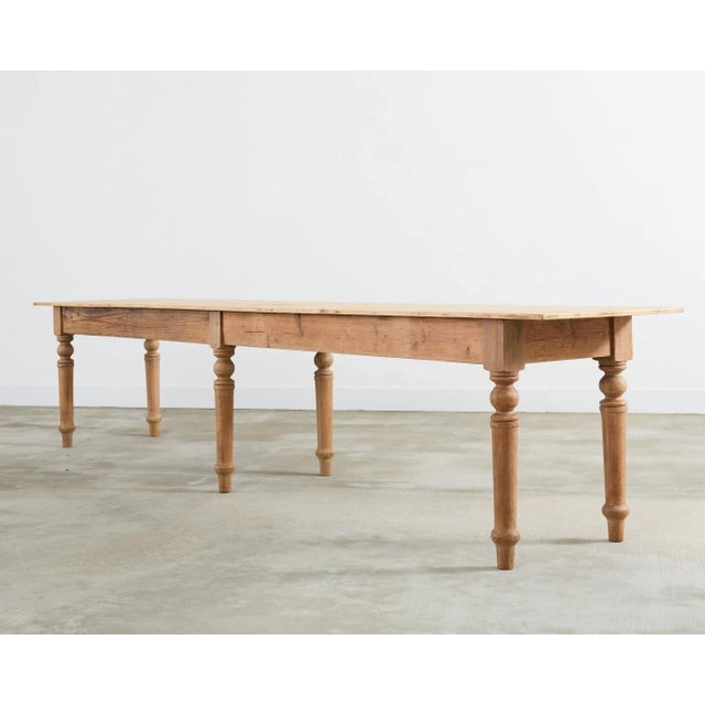 Country Pine Farmhouse Harvest Dining Table 12 Foot | Chairish