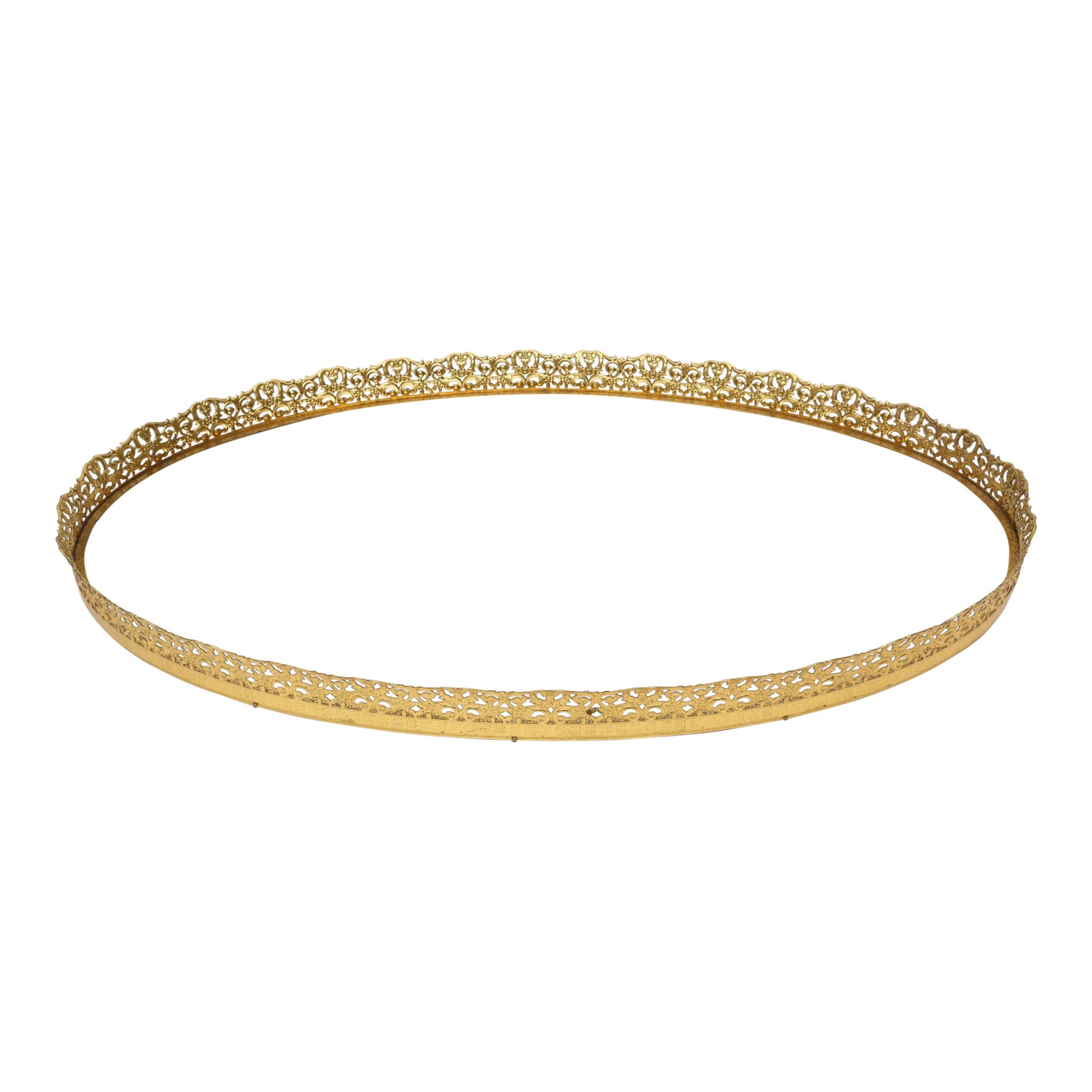 Oversized Extra Large Vintage Brass Filigree Vanity Tray Mirror | Chairish