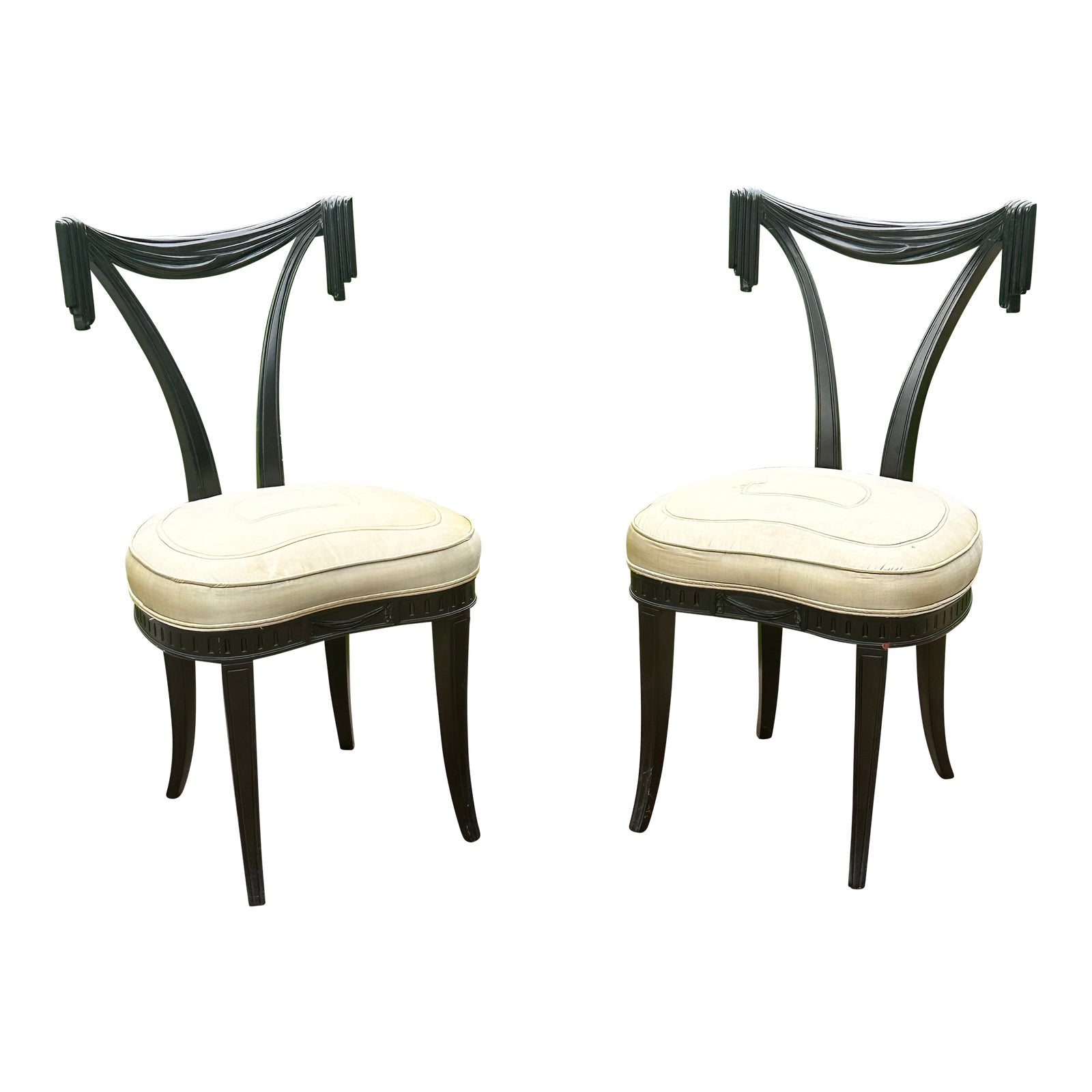 Pair of Grosfeld House Drapery Back Side Chairs, Circa 1940 | Chairish