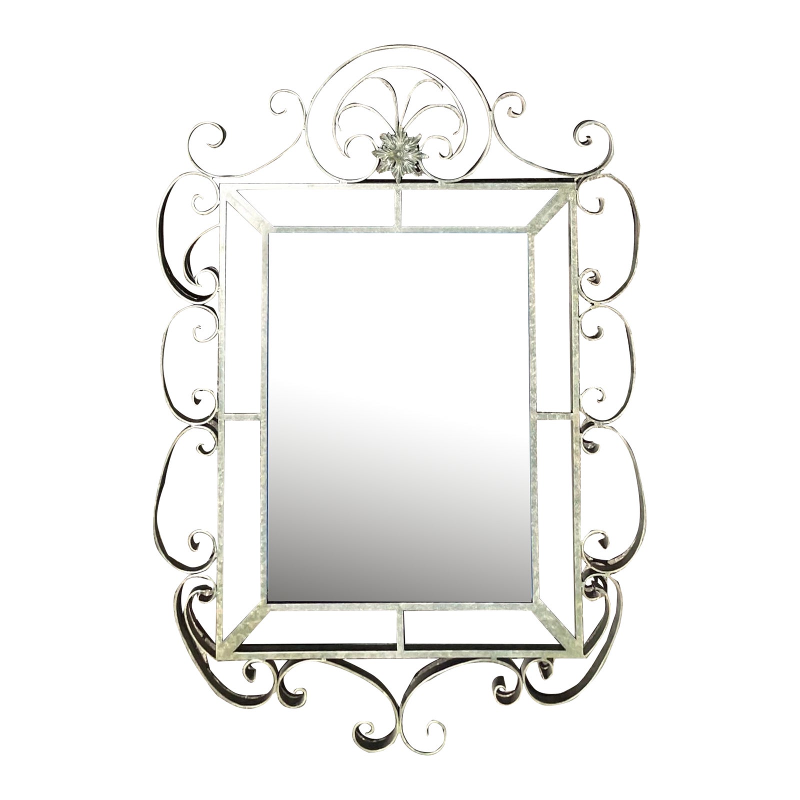 Vintage Regency Monumental Wrought Iron Mirror | Chairish