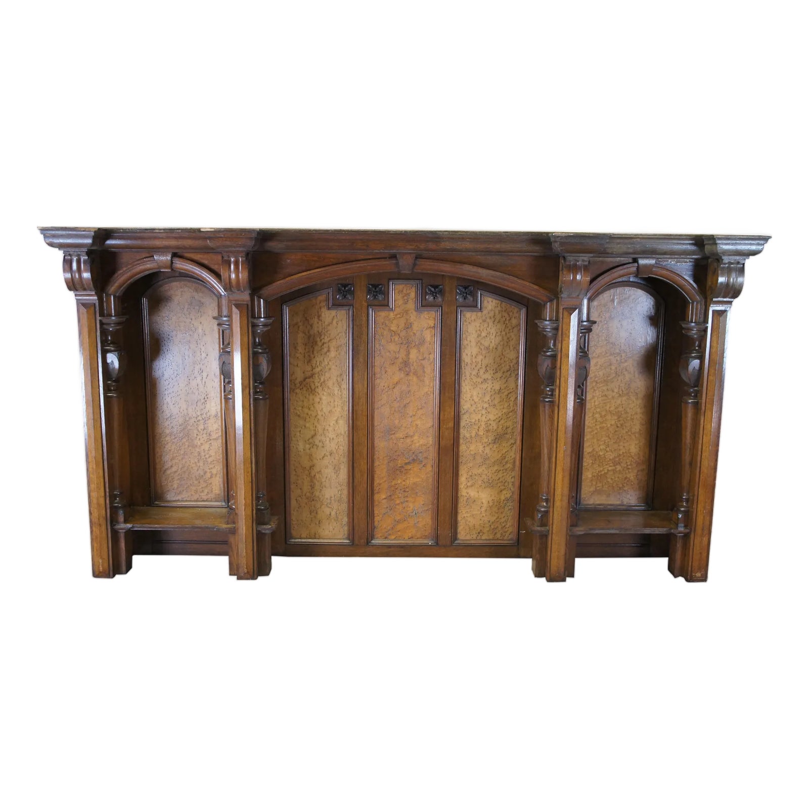 Antique English Victorian Oak Birdseye Maple Bibliotheque Hutch ...