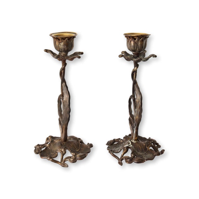 Early 20th Century French Art Nouveau Candlesticks "La Belle Epoque ...
