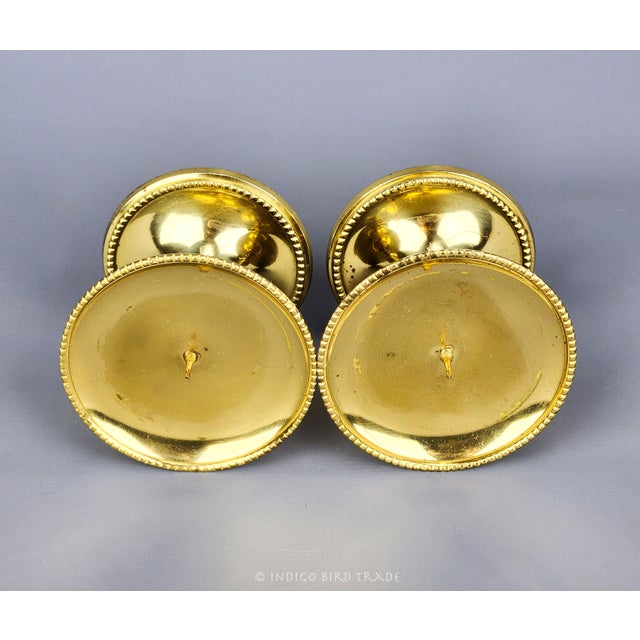 Mid Century Solid Brass Pillar Candle Holders - Set of 2 | Chairish