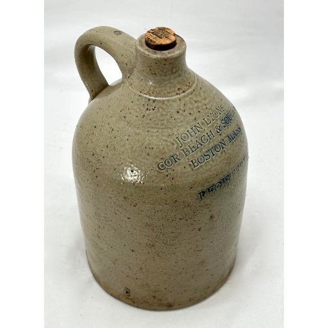 Antique American Stoneware 1 Gallon Liquor Spirits Jug From Boston