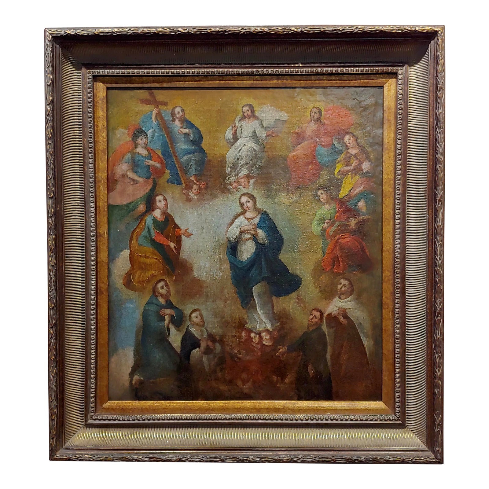 17th Century Italian Old Master-Madonna Surrounded by Saints -Oil ...