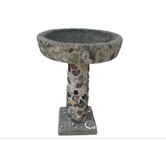 Vintage Pebble Bird Bath | Chairish