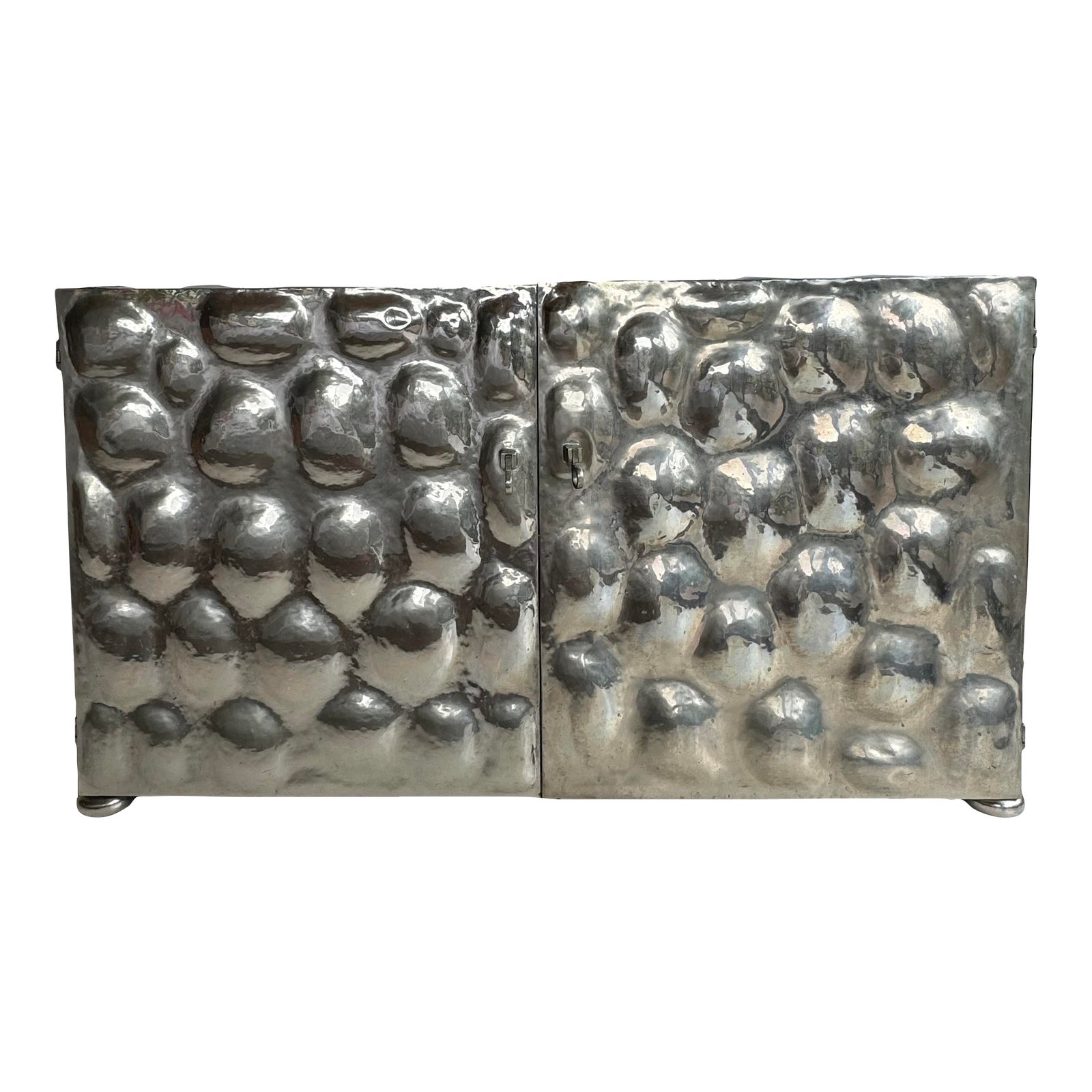 Atmosphere by Marcelle Danan Two-Door Hammered Brass Cabinet | Chairish