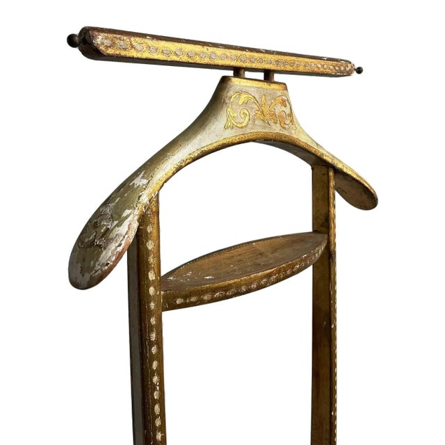 Vintage Italian Gold and Antique White Clothing Valet | Chairish