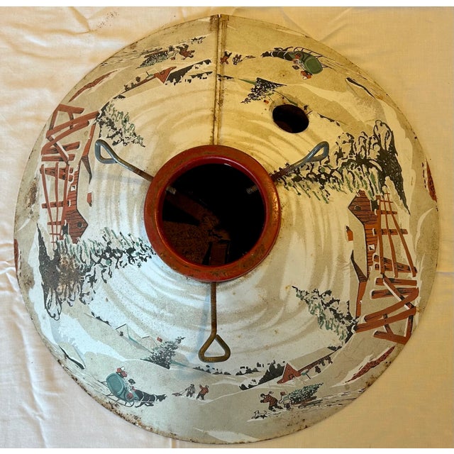 Vintage Colormatic Snow Scene Steel Christmas Tree Stand - | Chairish