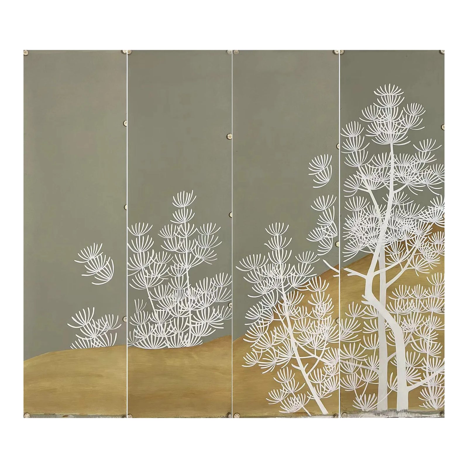Chinoiserie Hand Painted Wallpaper on Silk Panels - 4 Panels | Chairish