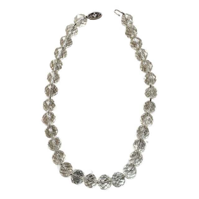Art Deco Crystal and Sterling Silver Hoop Clasp Necklace | Chairish