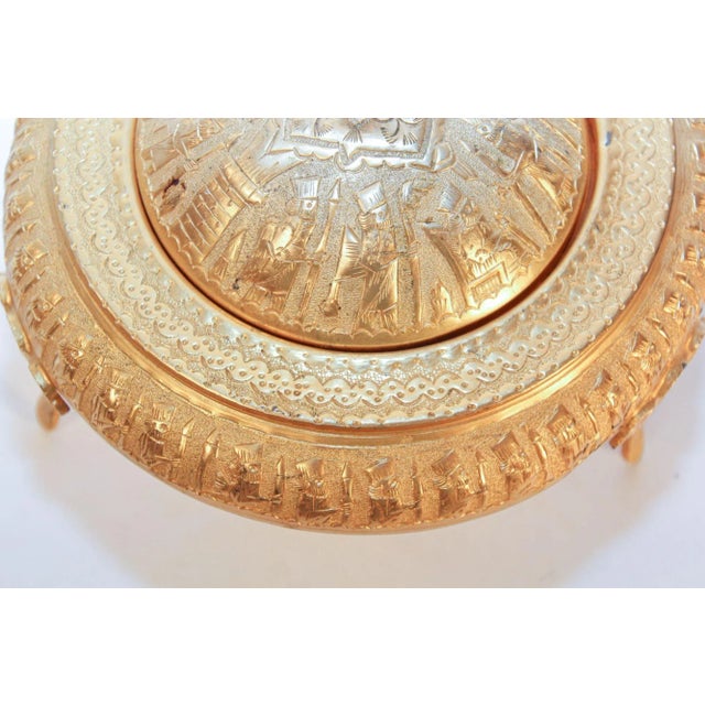 1960 Vintage Gold Tone Middle Eastern Moorish Roll Top Caviar Footed ...
