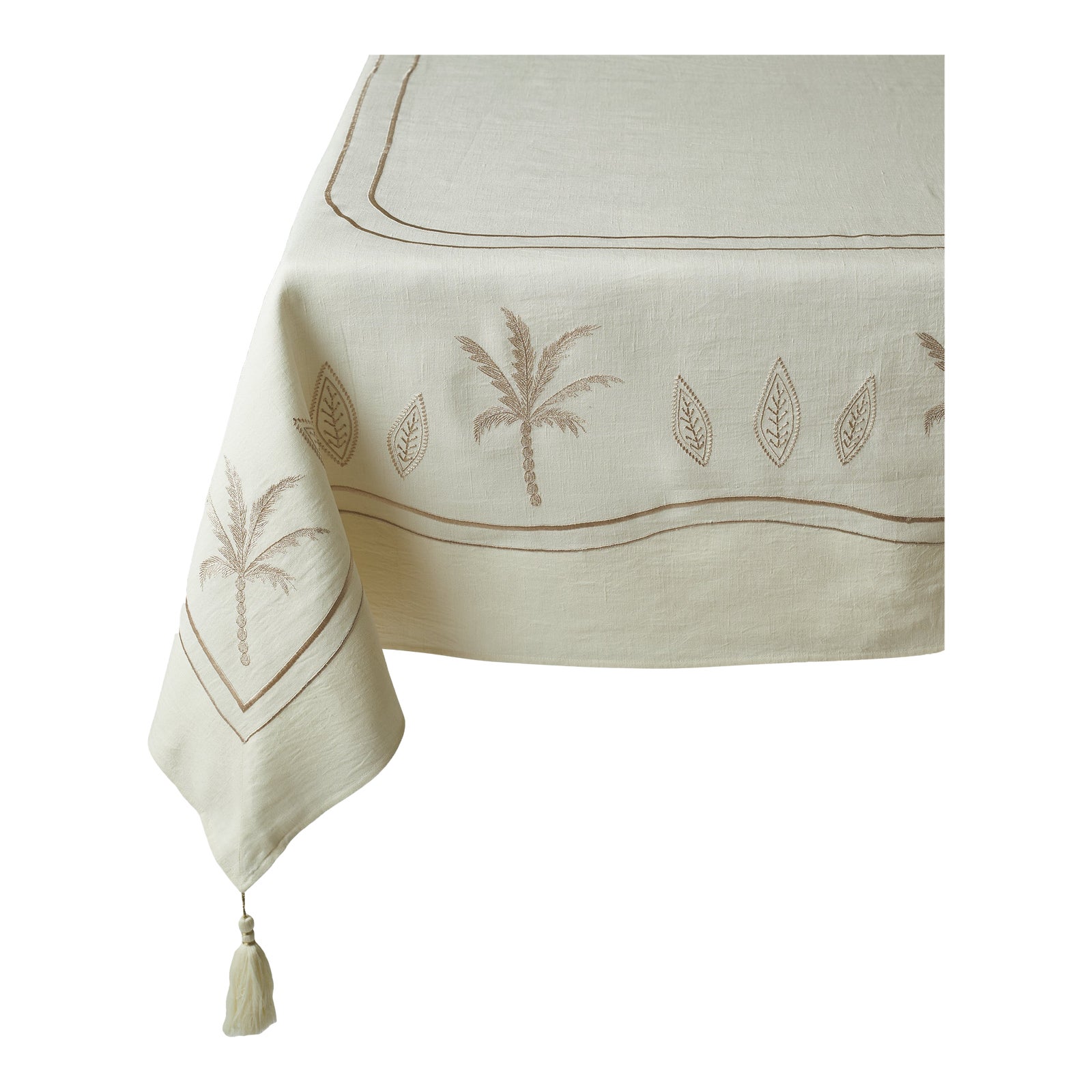 Ivory Panna Rectangular Tablecloth- 144" X 70" | Chairish