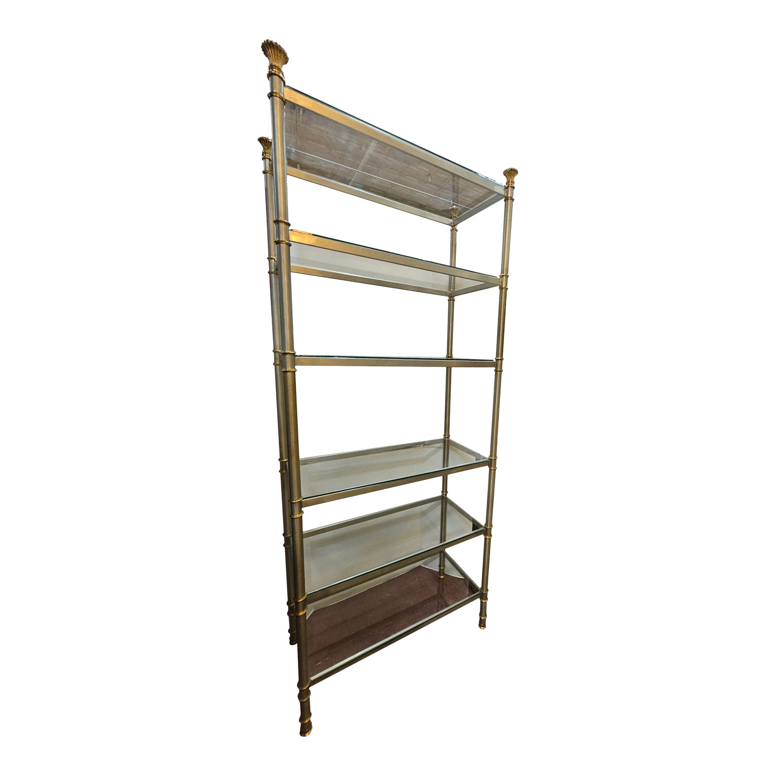Postmodern Italian Steel, Brass, Glass 6 Shelf Unit | Chairish