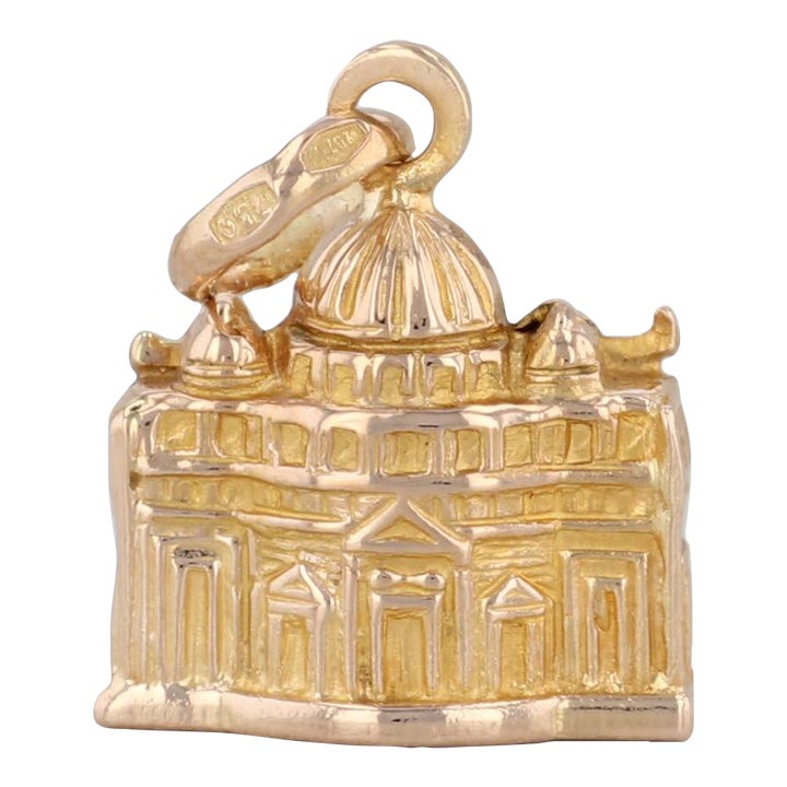 Saint Peters Basilica Charm 18k Yellow Gold Vatican Italy Souvenir ...