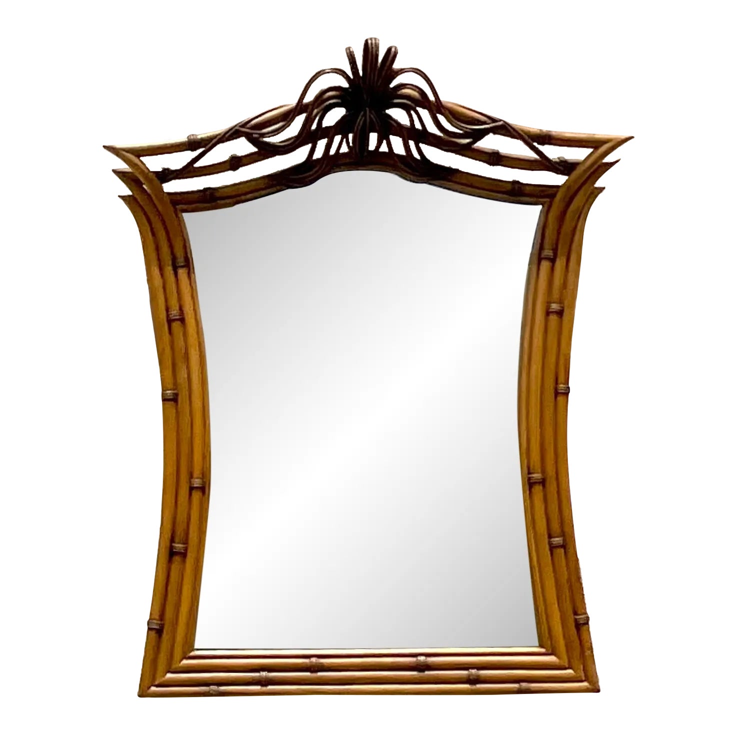 Vintage Coastal Bamboo Frame Mirror | Chairish