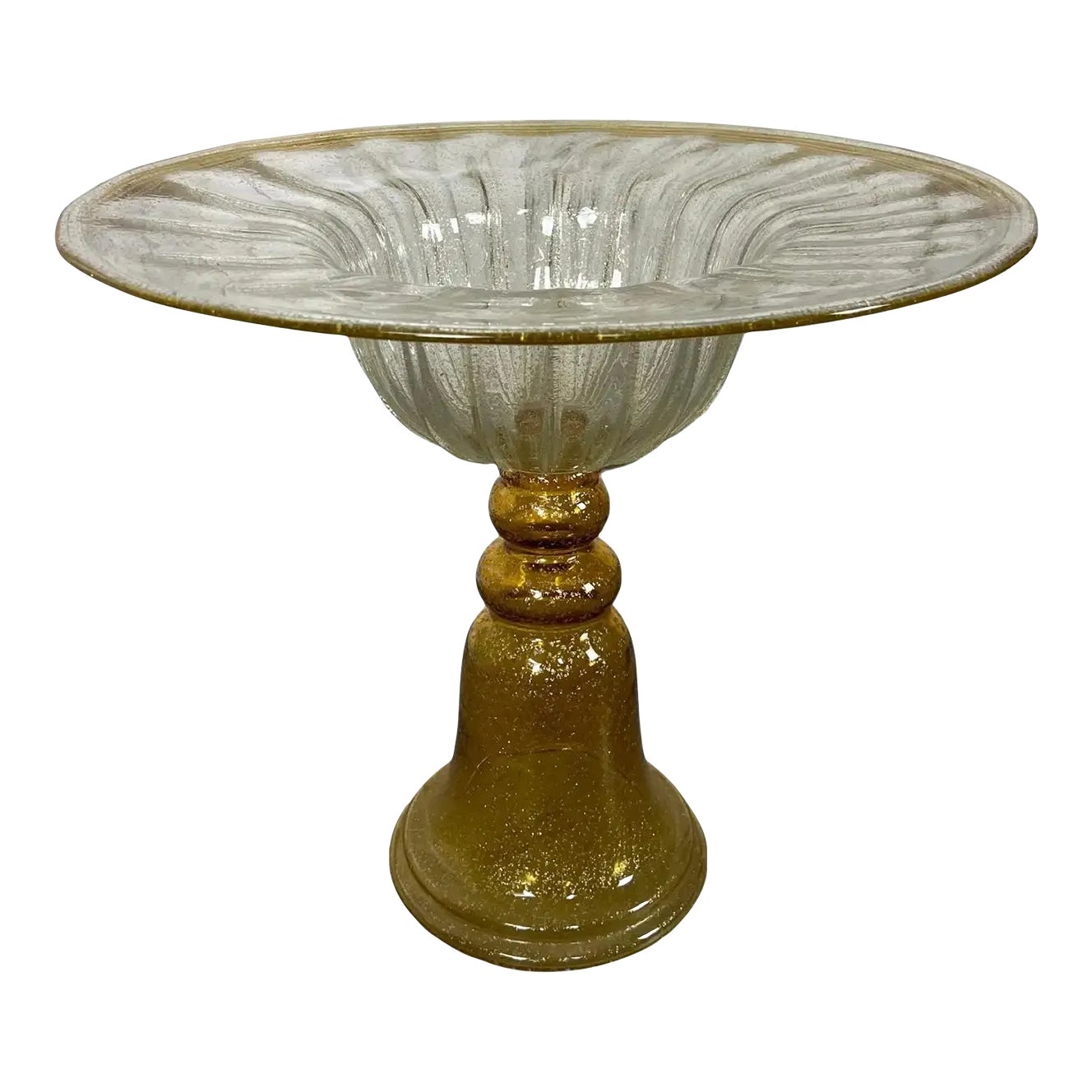 Venetian Gold Fleck Glass Side Table | Chairish