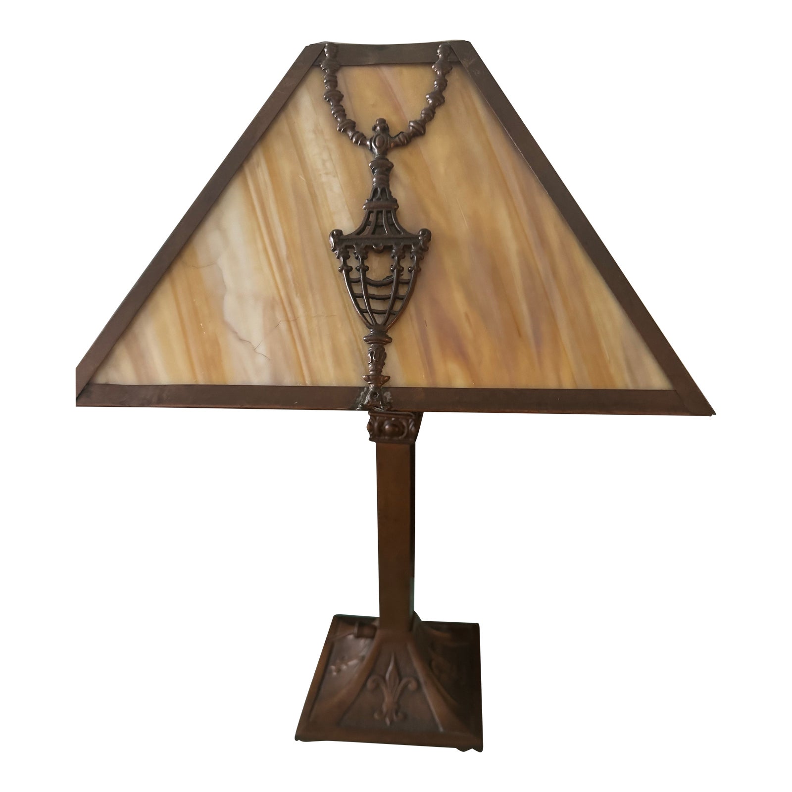 1920s Markel Bronze Patina Slag Glass Table Lamp – Arts & Crafts / Art ...