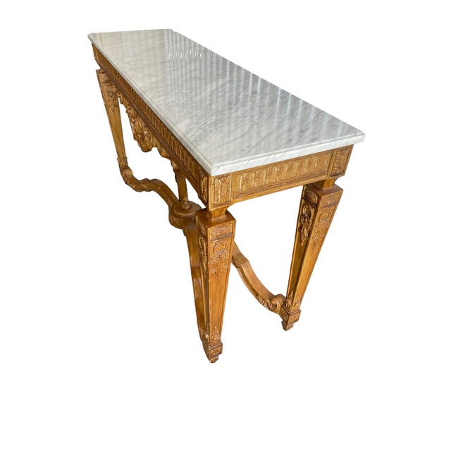 Antique Louis XV French Style Wood and Marble Console Table | Chairish