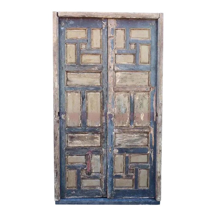 Spanish Baroque Style Painted Pine Paneled Window Shutters and Frame ...
