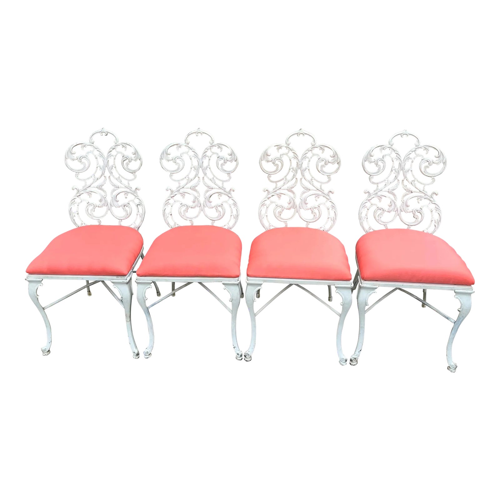 Hollywood Regency Cast Aluminum Dining Chairs- Set of 4 | Chairish