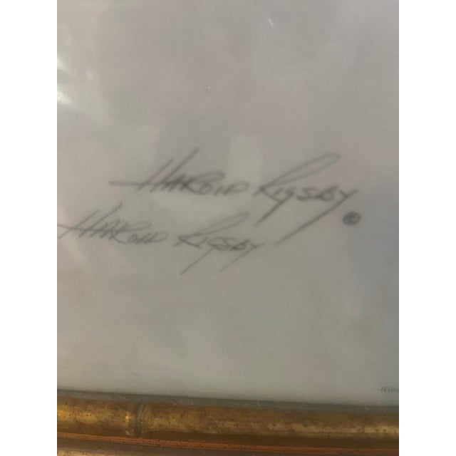 Pair of Vintage Harold Rigsby Signed Prints in Faux Bamboo Frames ...