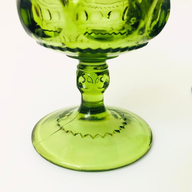 Green Goblets - Kings Crown by Indiana Glass - Set of 6 | Chairish
