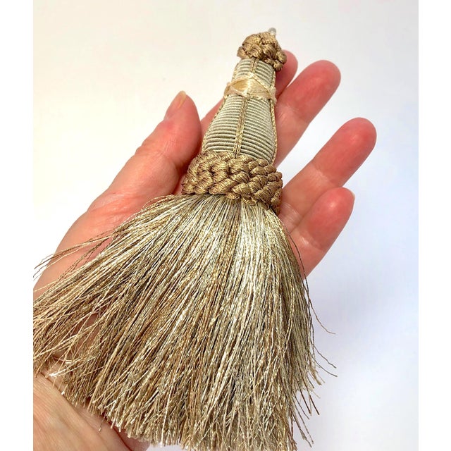 Sage Green Key Tassel With Looped Ruche | Chairish