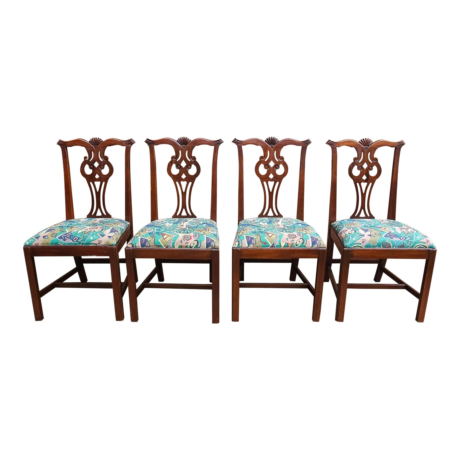 Set of Four Mid Century Young Hinkle Chippendale Mahogany and ...