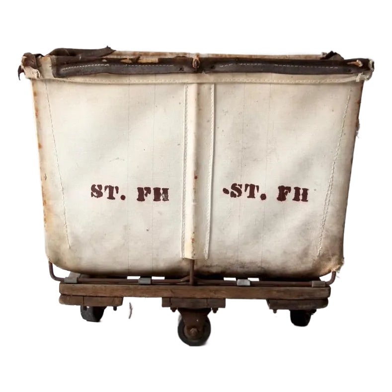 Vintage Dandux Industrial Laundry Cart | Chairish
