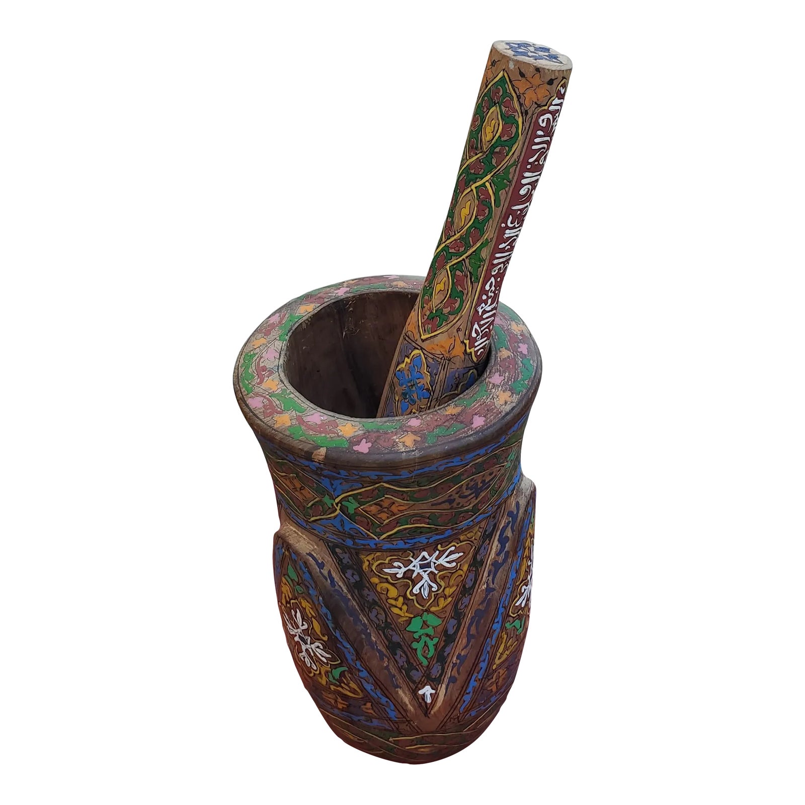 2000s Moroccan Decorative Wooden Mortar and Pestle 3 | Chairish
